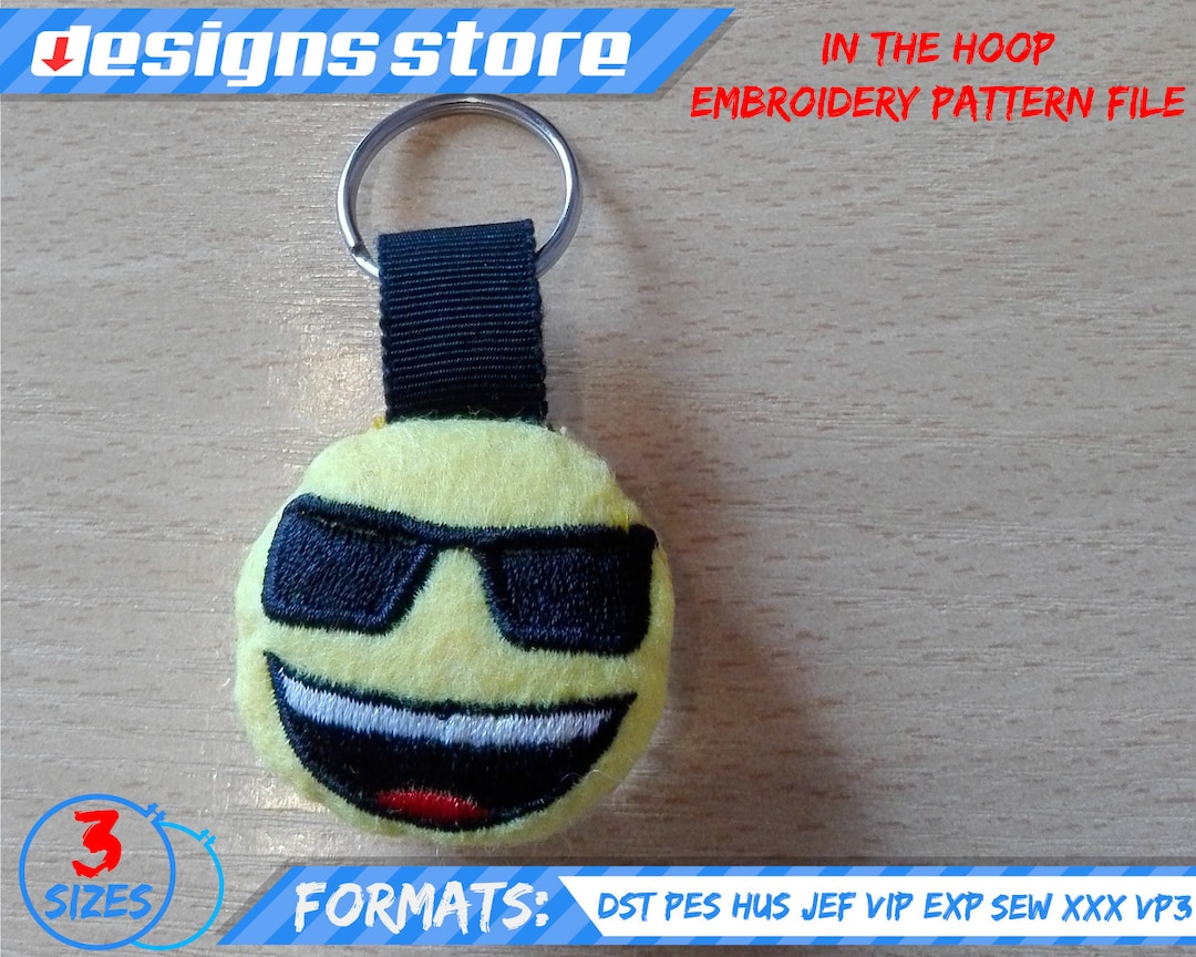 EMOJI KEYCHAIN EMBROIDERY Design, in the Hoop Pattern File Stuffed ...