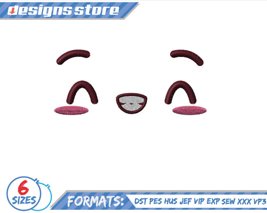 FACE EMBROIDERY DESIGN Cute Kawaii Face Embroidery Design Plushie Doll ...