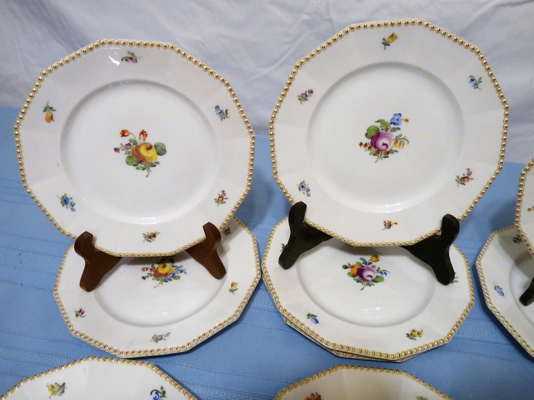 Nymphenburg Bavaria (perl) Pearl -one or Set 4 Dodecagon Shape DESSERT ...
