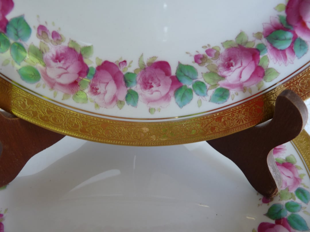 FOLEY CHINA England Lot 7 FOL22 - Gold Encrusted Pink Roses Luncheon ...