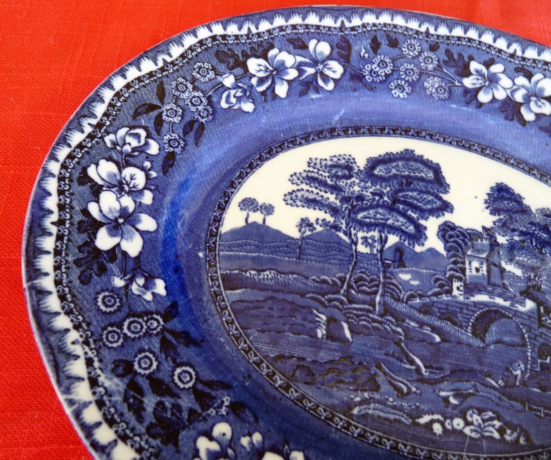 British Anchor Staffordshire, England Deep Blue FLOW BLUE "old Tower ...