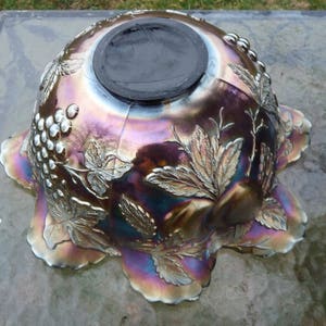 Dugan Glass Co. - MANY FRUITS Pattern - 8pc Antique Iridized Amethyst ...