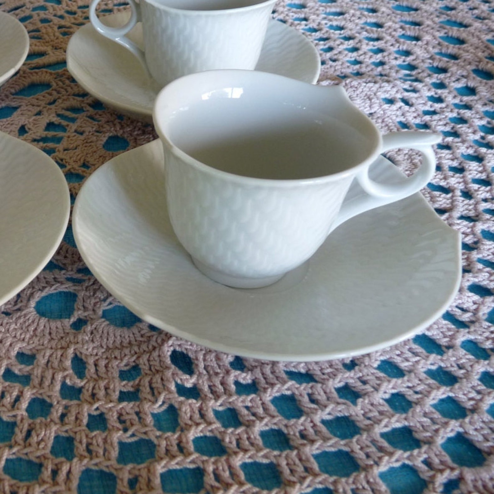 Meissen Germany Signed Weifs Wave White Shape Waves Relief - SET 4 ...