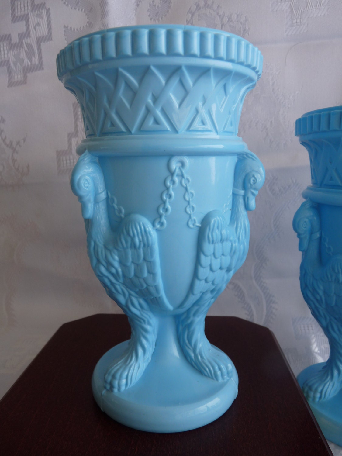 Edward Moore & Co. c.1880 Pair Opaline Blue color | Etsy