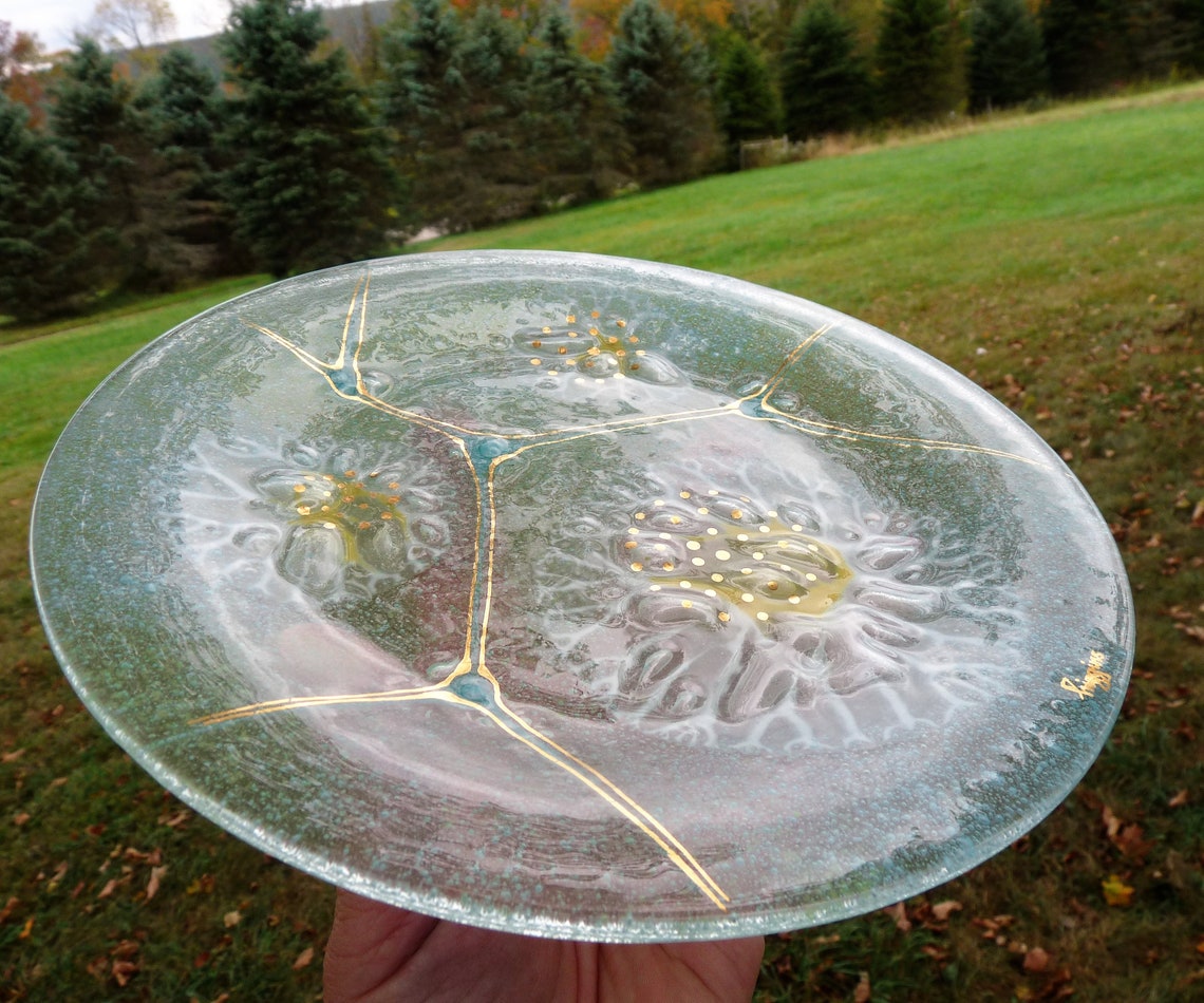 Higgins Glass Studio 8.5 Fused Art Glass White AMOEBA - Etsy