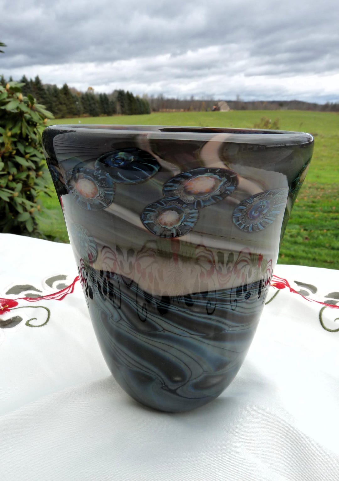 Signed Nancy Freeman 5/80 American Art Glass - Partial FAVRILE and ...