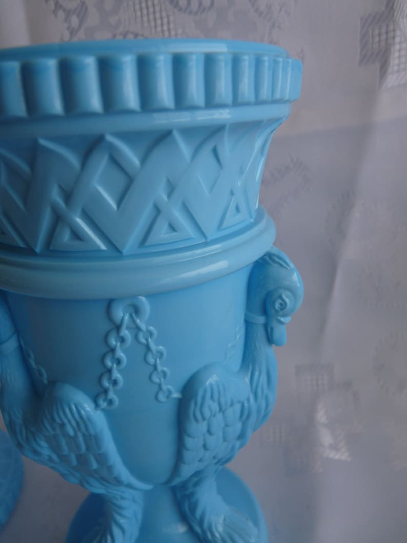 Edward Moore & Co. c.1880 Pair Opaline Blue color | Etsy