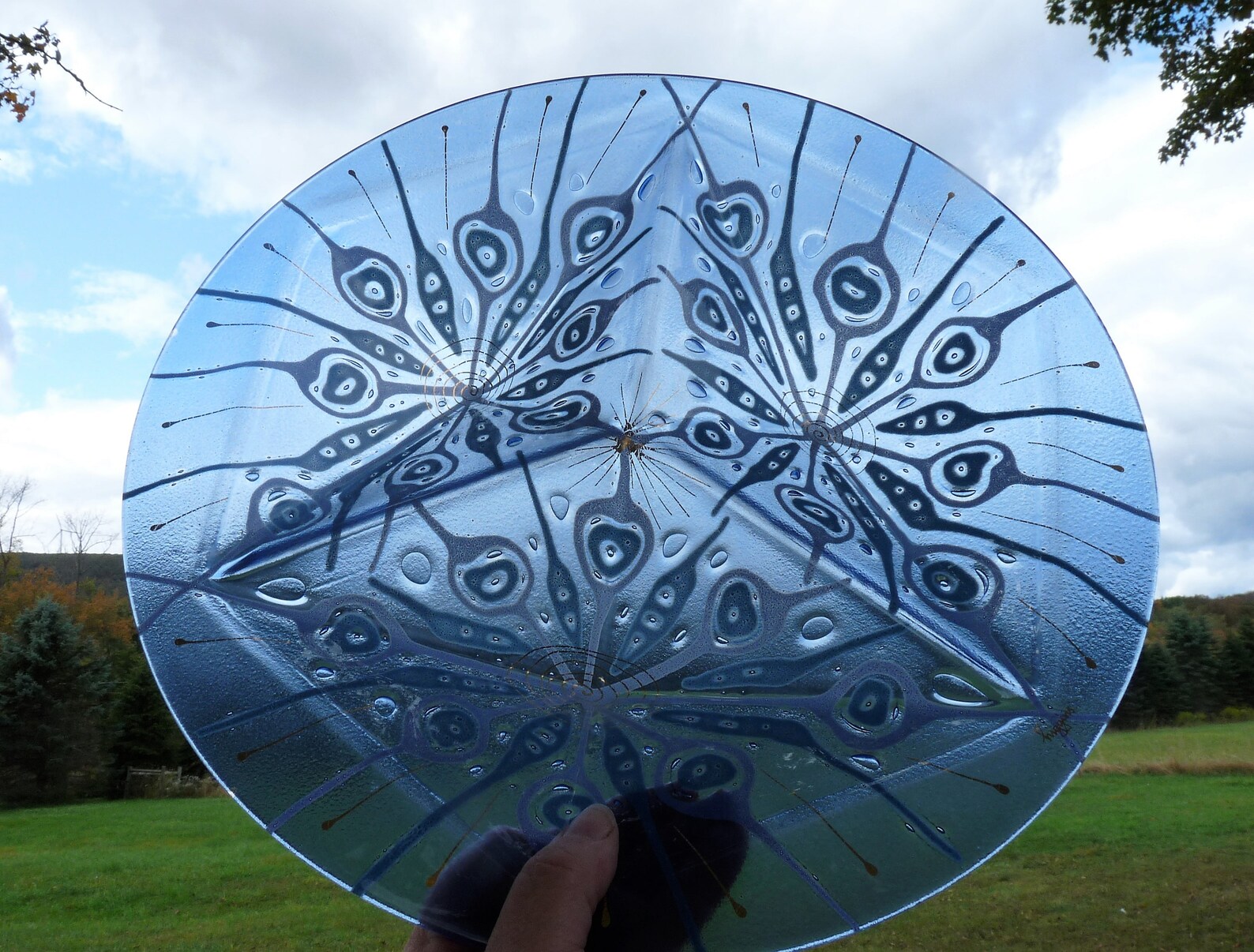 Higgins Glass Studio Large 13.5 Fused Art Glass BLUE | Etsy