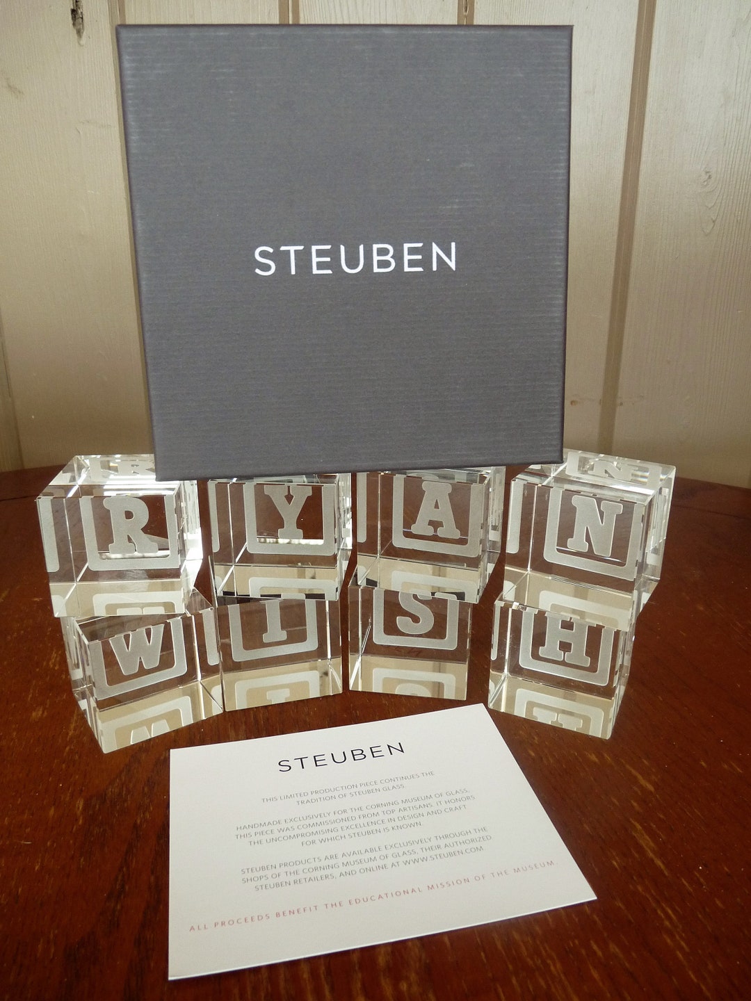 Signed Steuben Art Glass - CHOICE of LETTERS : W-I-S-H-R-Y-A-N - Baby's ...