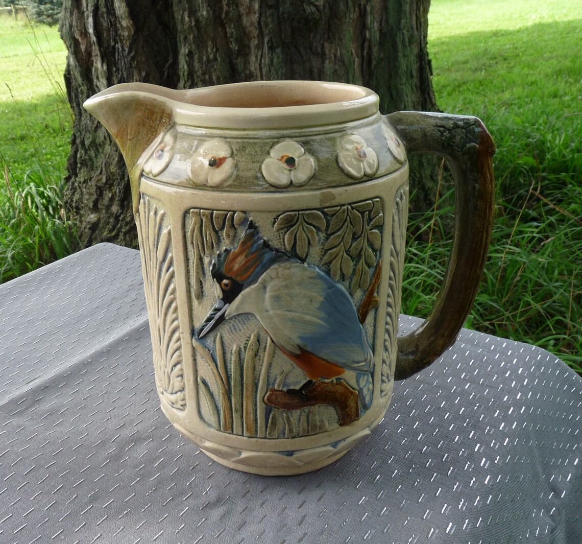 WELLER Pottery ZONA Line 1920's KINGFISHER Bird Pitcher W/ - Etsy