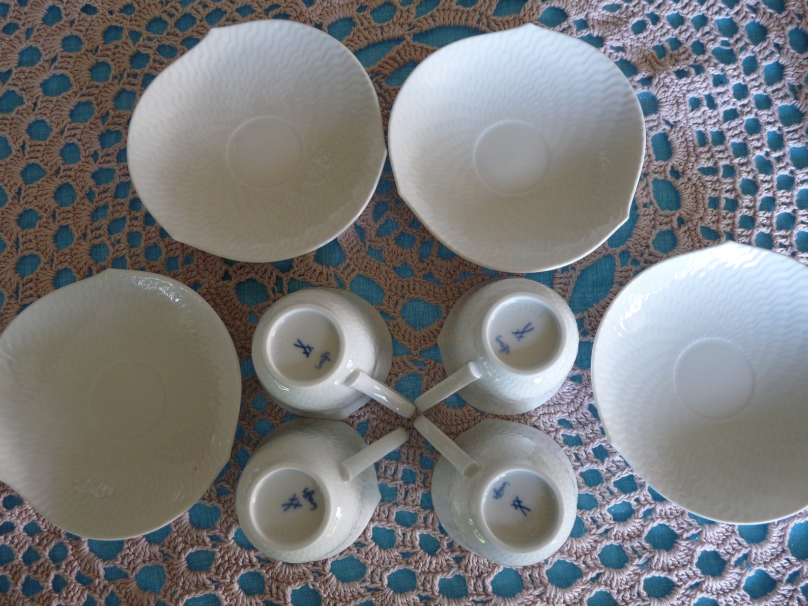 Meissen Germany Signed Weifs Wave White Shape Waves Relief - Etsy