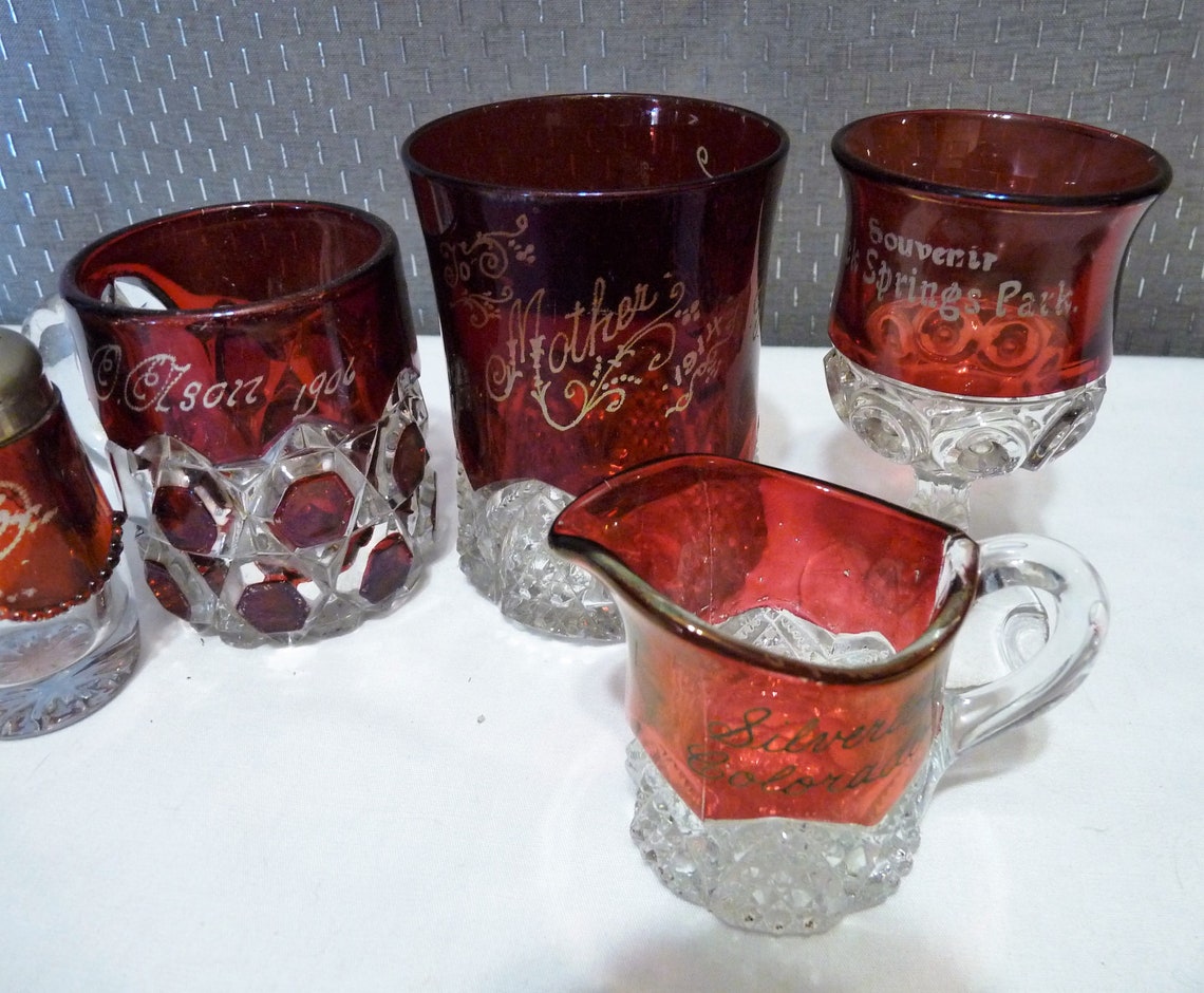 EAPG Ruby Red Flash / Stained Red Glass CHOICE: SOUVENIR - Etsy