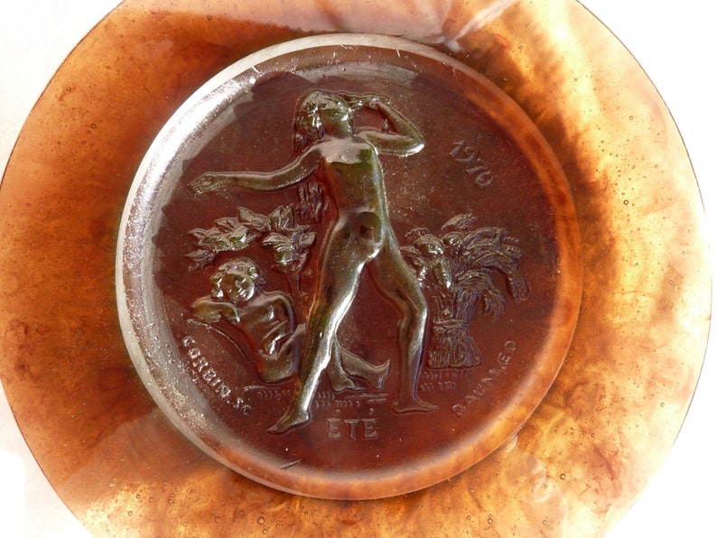 Daum Pate De Verre Crystal Plates Series FOUR SEASONS by Raymond Corbin ...