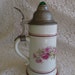 GERMAN Antique 1.5L Hand Painted Pink Flowers on Porcelain Beer Stein ...