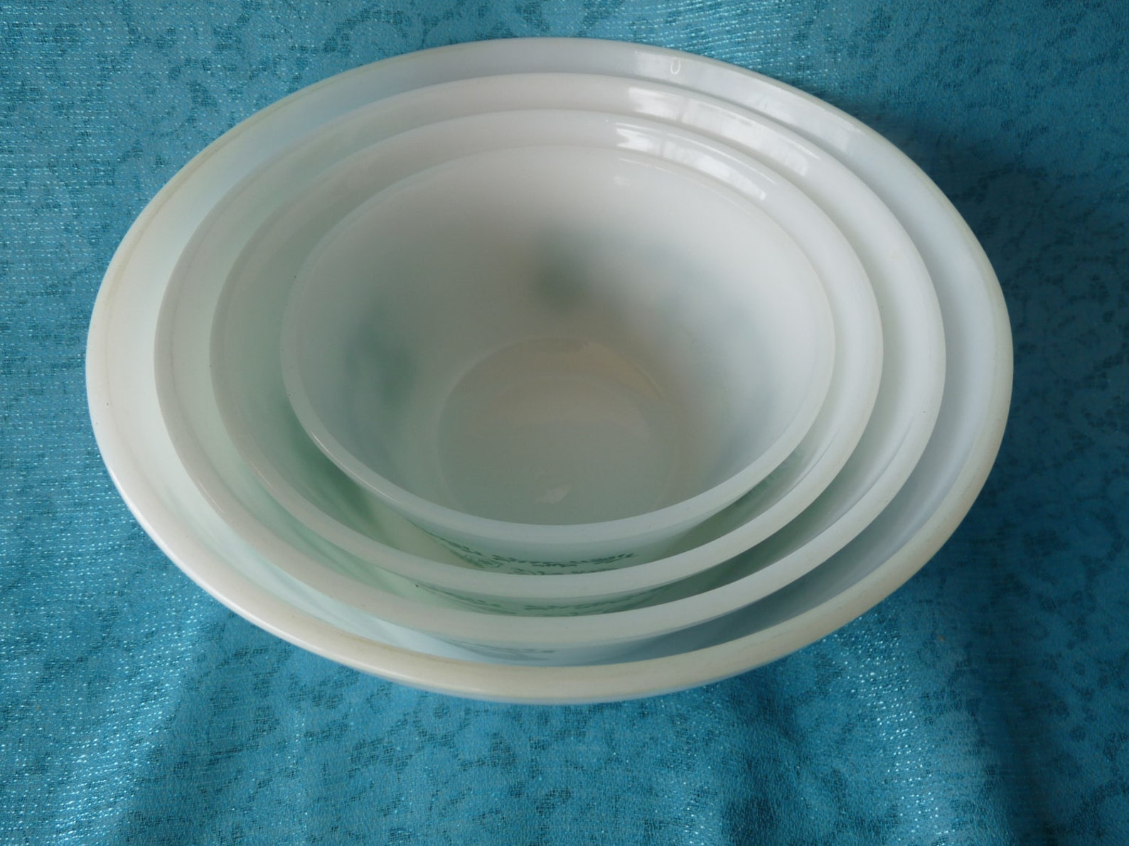 Federal Milk Glass 1960s Teal Scandinavian Pattern Set of - Etsy