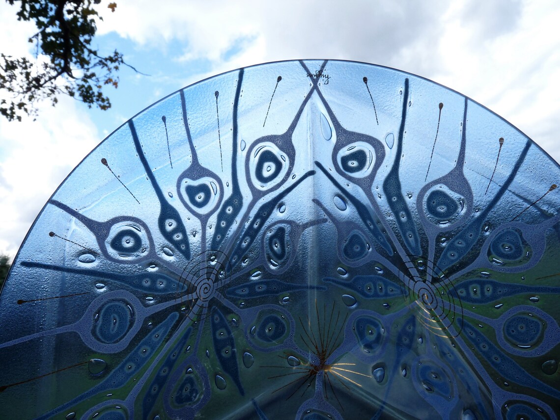 Higgins Glass Studio Large 13.5 Fused Art Glass BLUE - Etsy