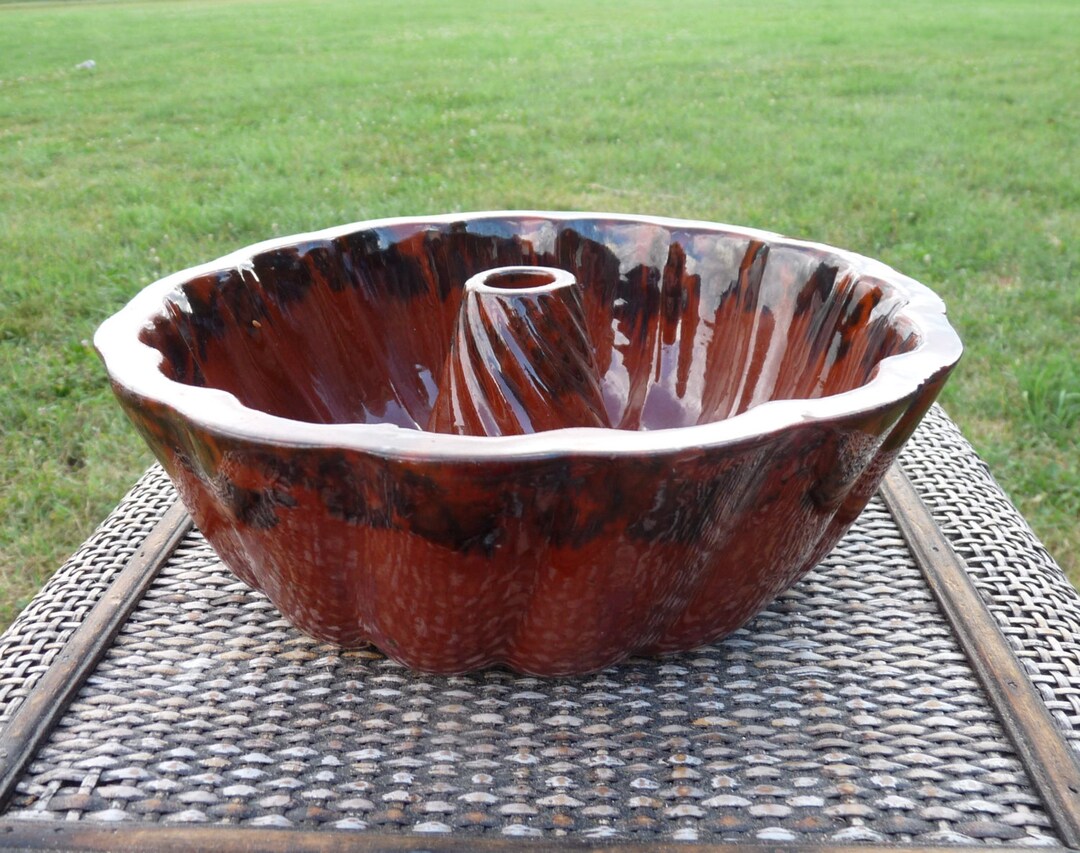 Perfect Antique REDWARE CAKE MOLD 10 Swirl Pattern Turks Head for Bundt ...