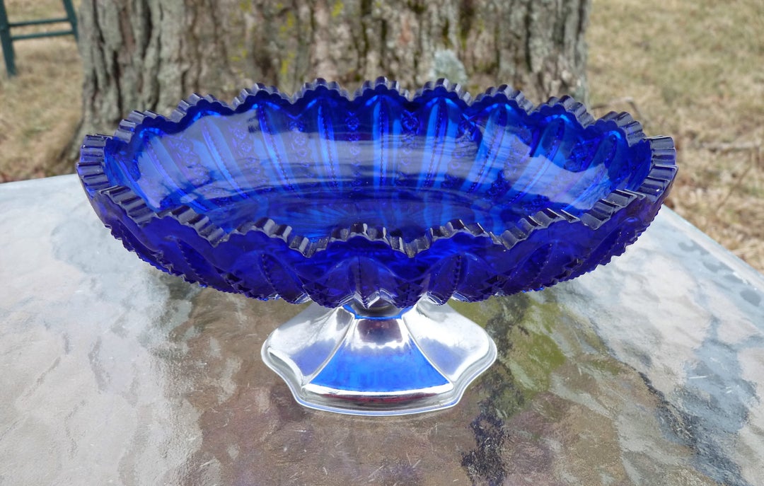 George Duncan & Miller Co. - Cobalt Blue Pressed Glass - #42 MARDI GRAS ...