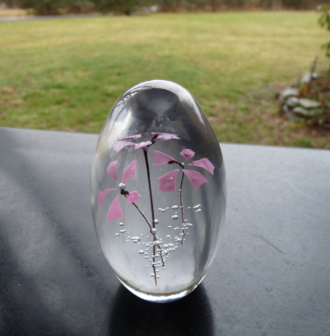 DAUM, France - French Art Crystal Glass EGG Shaped PAPERWEIGHT W/ Three ...