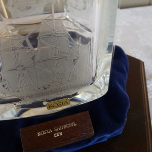 Gorgeous Art Glass Limited Edition 90/375 - Large KOSTA Etched "ships ...