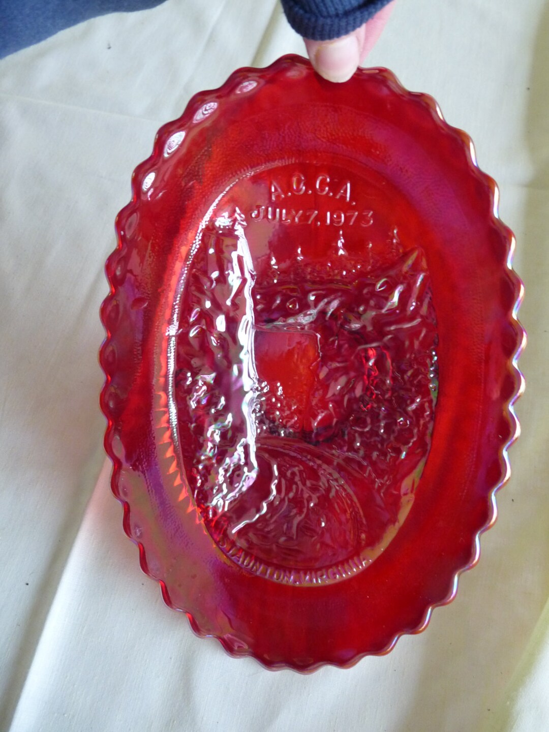 Signed IMPERIAL Red Carnival Glass Limited Edition Covered - Etsy