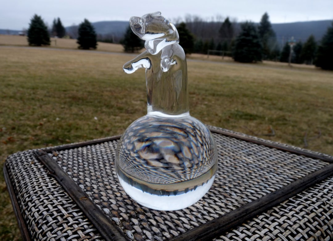 Signed Steuben - Circa 1974 - Bear on GLOBE Ball Art Glass Sculpture ...