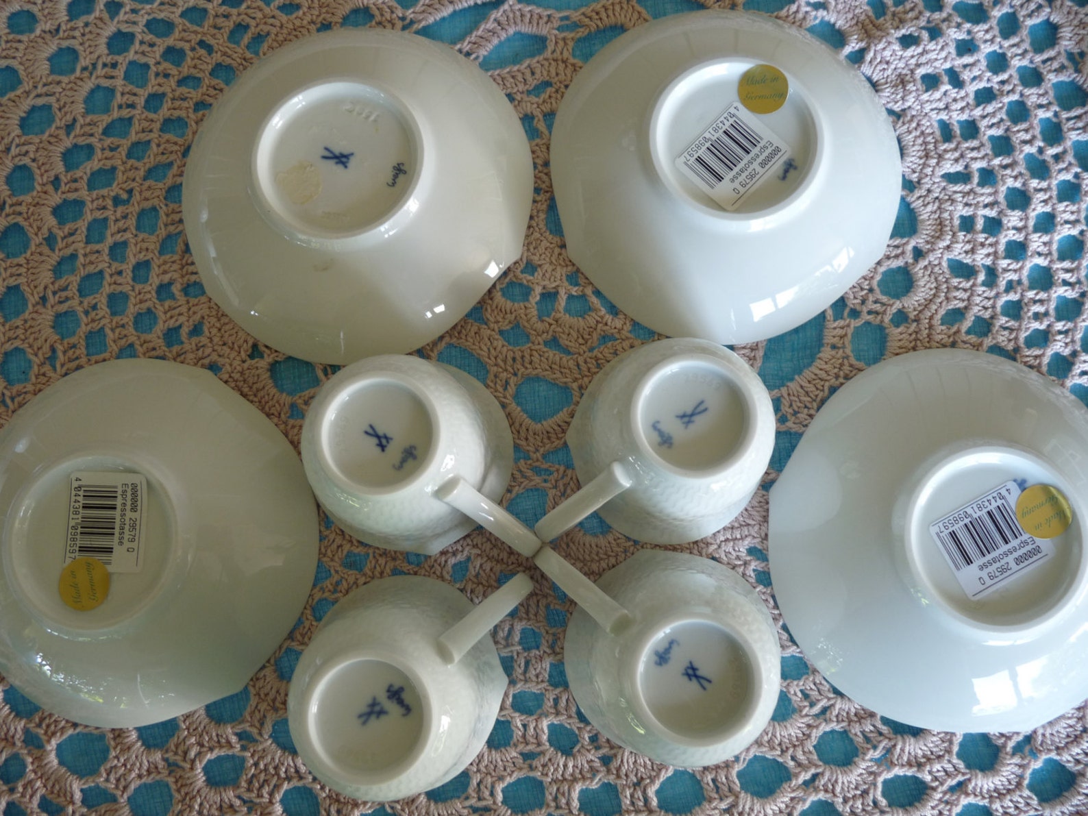 Meissen Germany Signed Weifs Wave White Shape Waves Relief - SET 4 ...