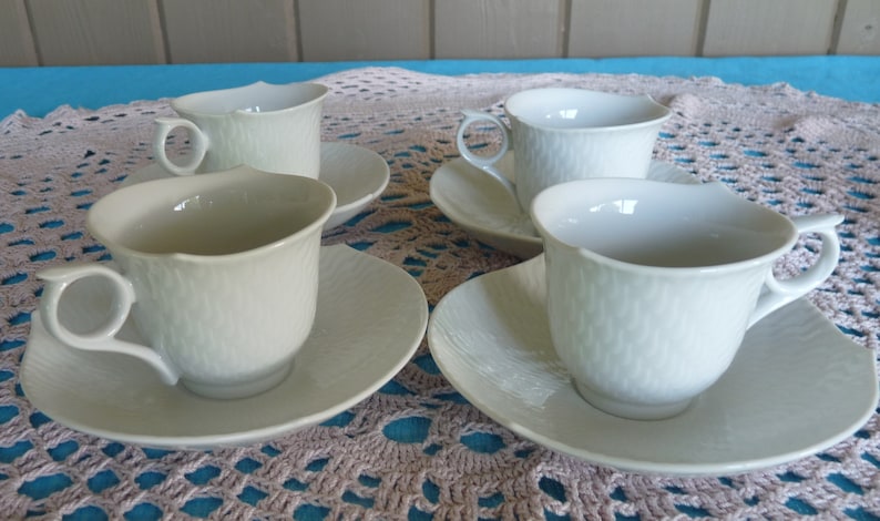 Meissen Germany Signed Weifs Wave White Shape Waves Relief - SET 4 ...