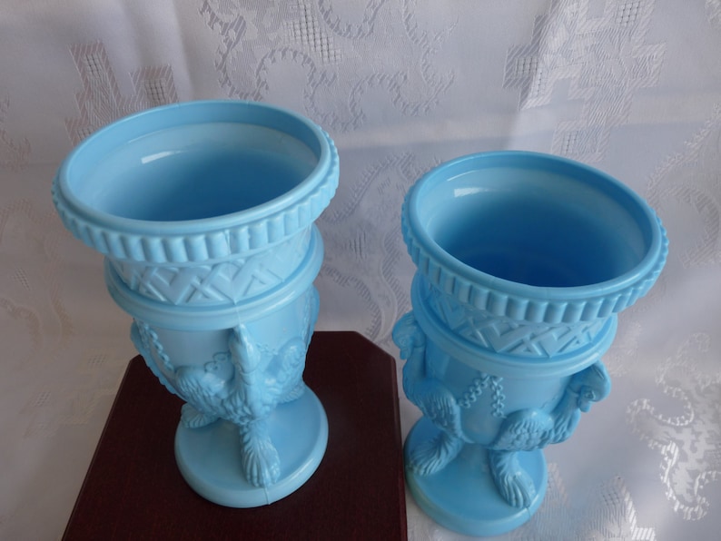 Edward Moore & Co. c.1880 Pair Opaline Blue color | Etsy