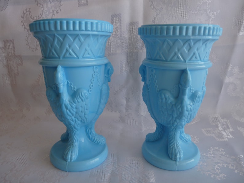 Edward Moore & Co. c.1880 Pair Opaline Blue color | Etsy