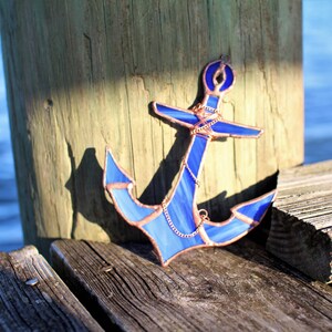 The Glass Anchor, Stained Glass Anchor, Anchor, Boho, Decor, Nautical ...