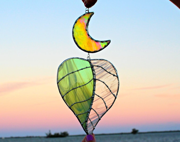 Glass Variegated Luna Leaves , Stained Glass, Leaf, Plant Mom ...