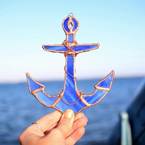 The Glass Anchor, Stained Glass Anchor, Anchor, Boho, Decor, Nautical ...