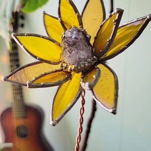 The Crystal AMETHYST Sunflower Stained Glass Flower - Etsy