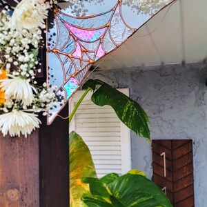 Whimsical Glass Spiderweb, Unique Home Decor, Corner Piece, Glass Panel ...