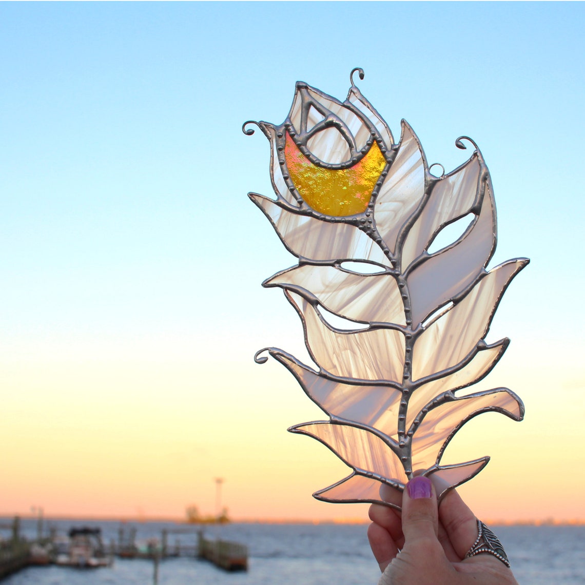 Glass MOON Feather Crescent Moon Unique Stay Wild Moon | Etsy