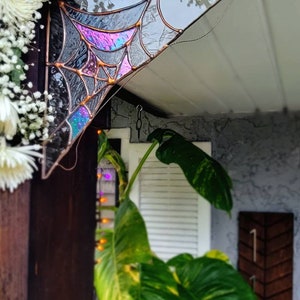 Whimsical Glass Spiderweb, Unique Home Decor, Corner Piece, Glass Panel ...