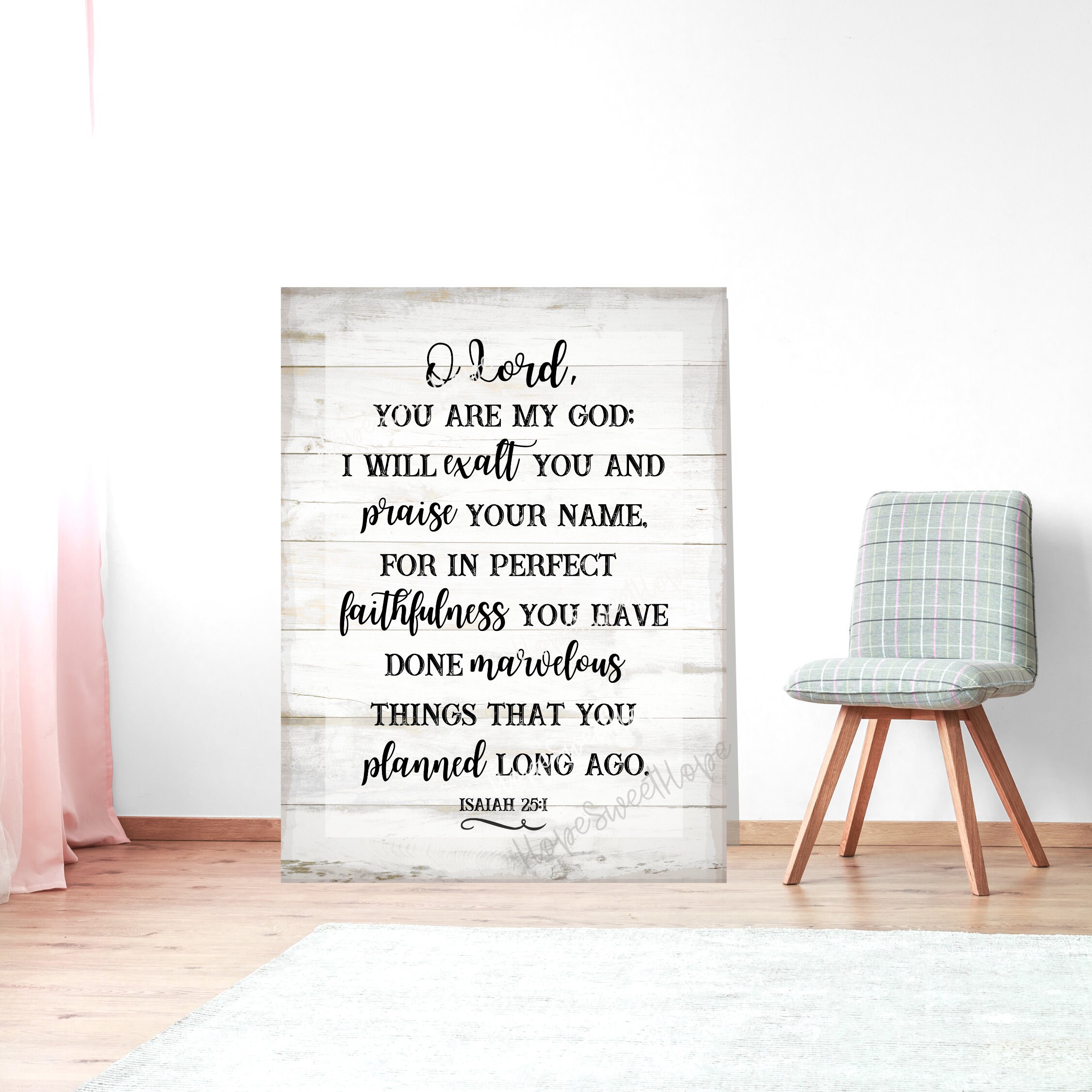 ISAÍAS 25:1 Signo de versículo de la Biblia Decoración - Etsy España