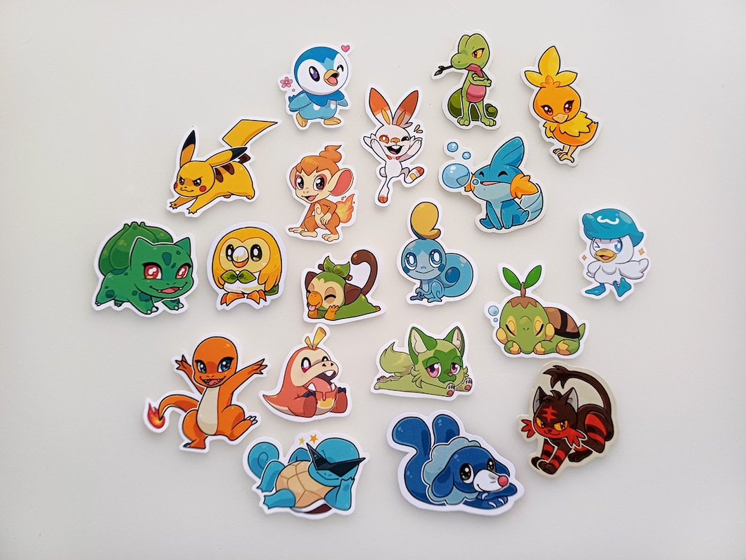 Pokemon Starter Stickers (gen 1,2,3,4,7,8,9) - Etsy