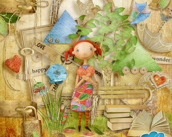 Happy Birthday Digital Scrapbook Kit with FREE Numbers | Etsy