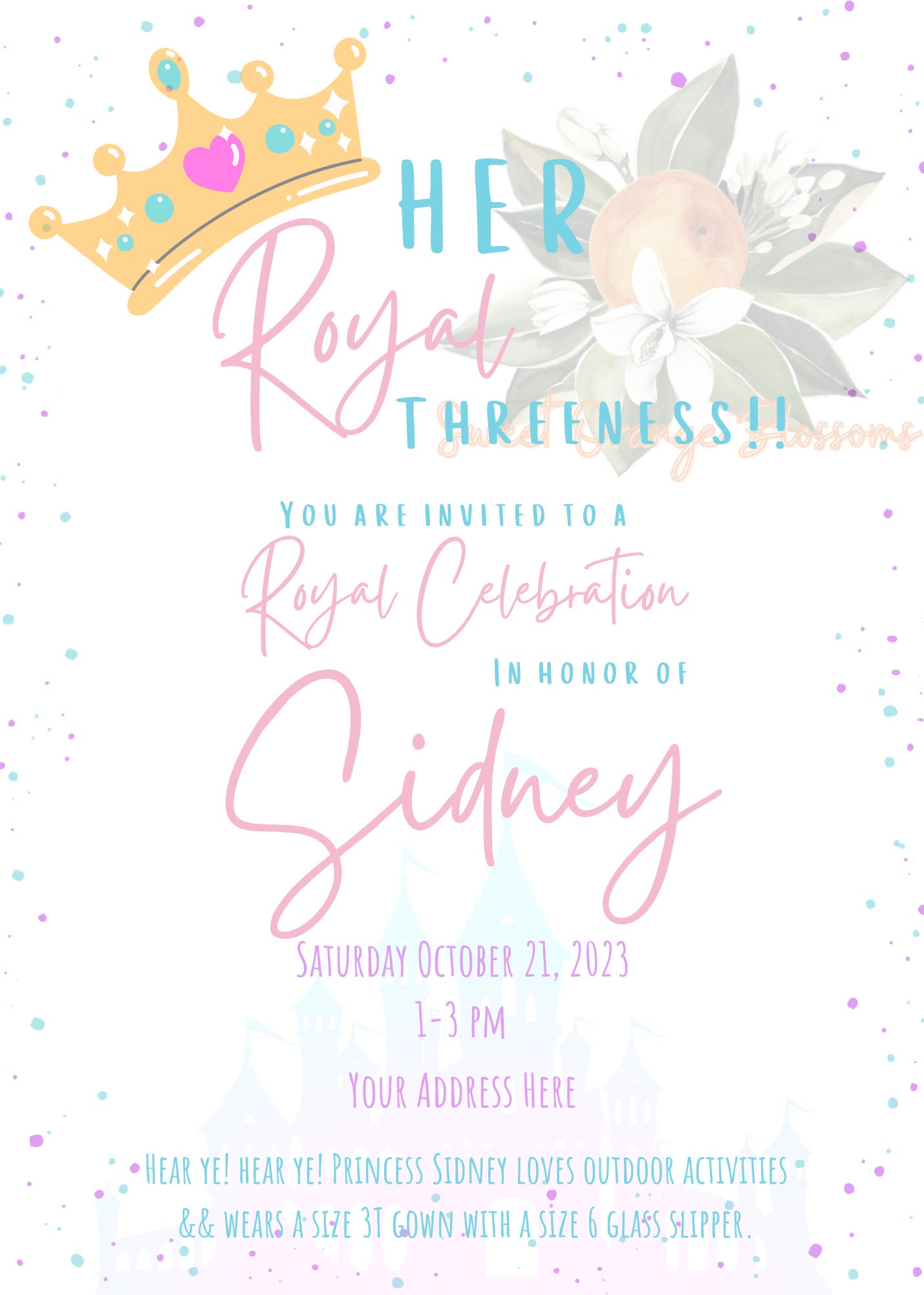 Her Royal Threeness Princess Themed Party Invitation - Etsy