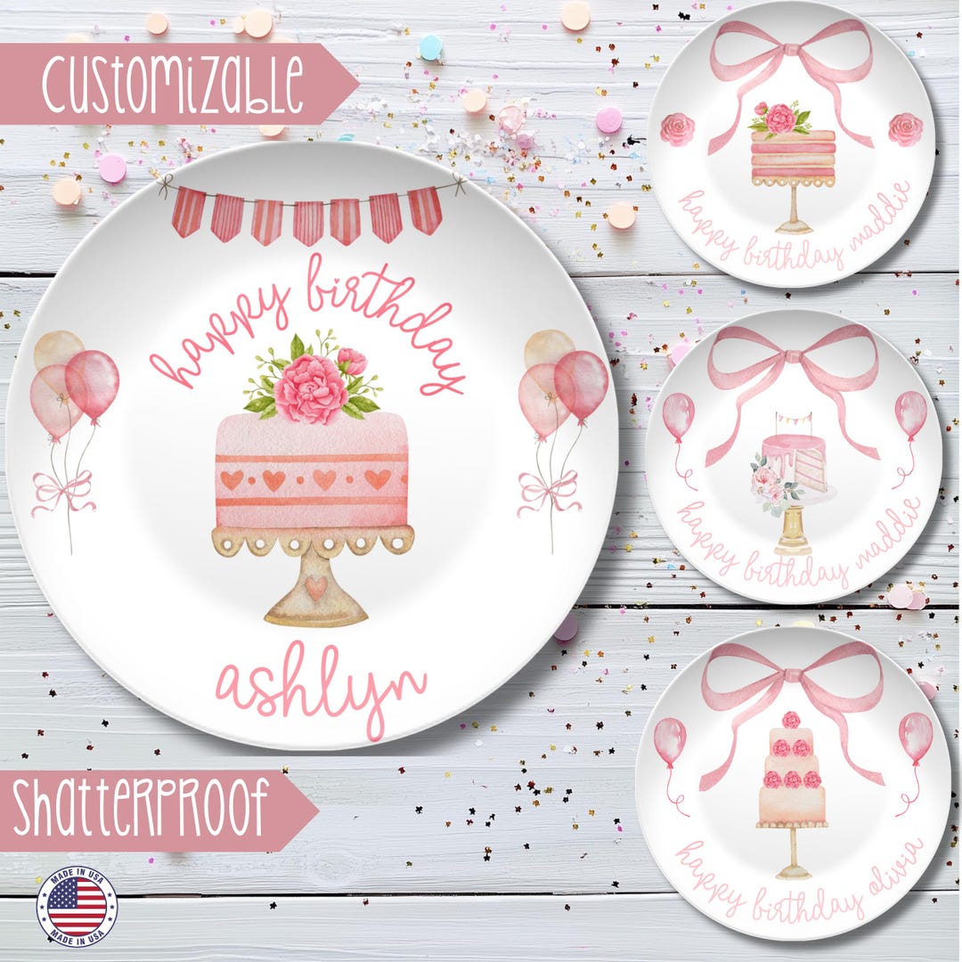 Custom Birthday Cake Plate: Personalized Kids Dessert Plate ...