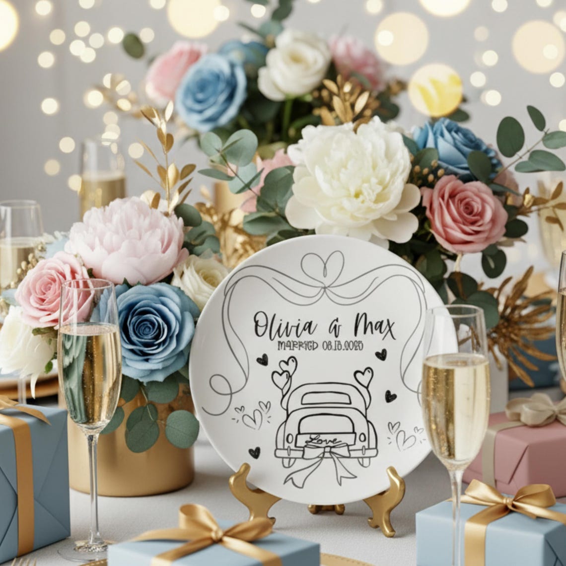 Personalized Wedding Plate: Custom Bride & Groom Keepsake, USA Madenot ...