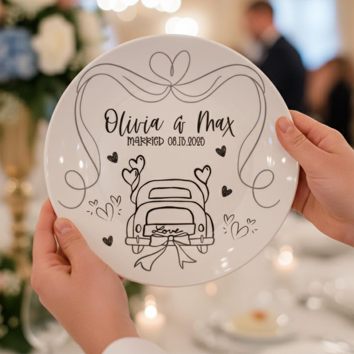 Personalized Wedding Plate: Custom Bride & Groom Keepsake, USA Madenot ...
