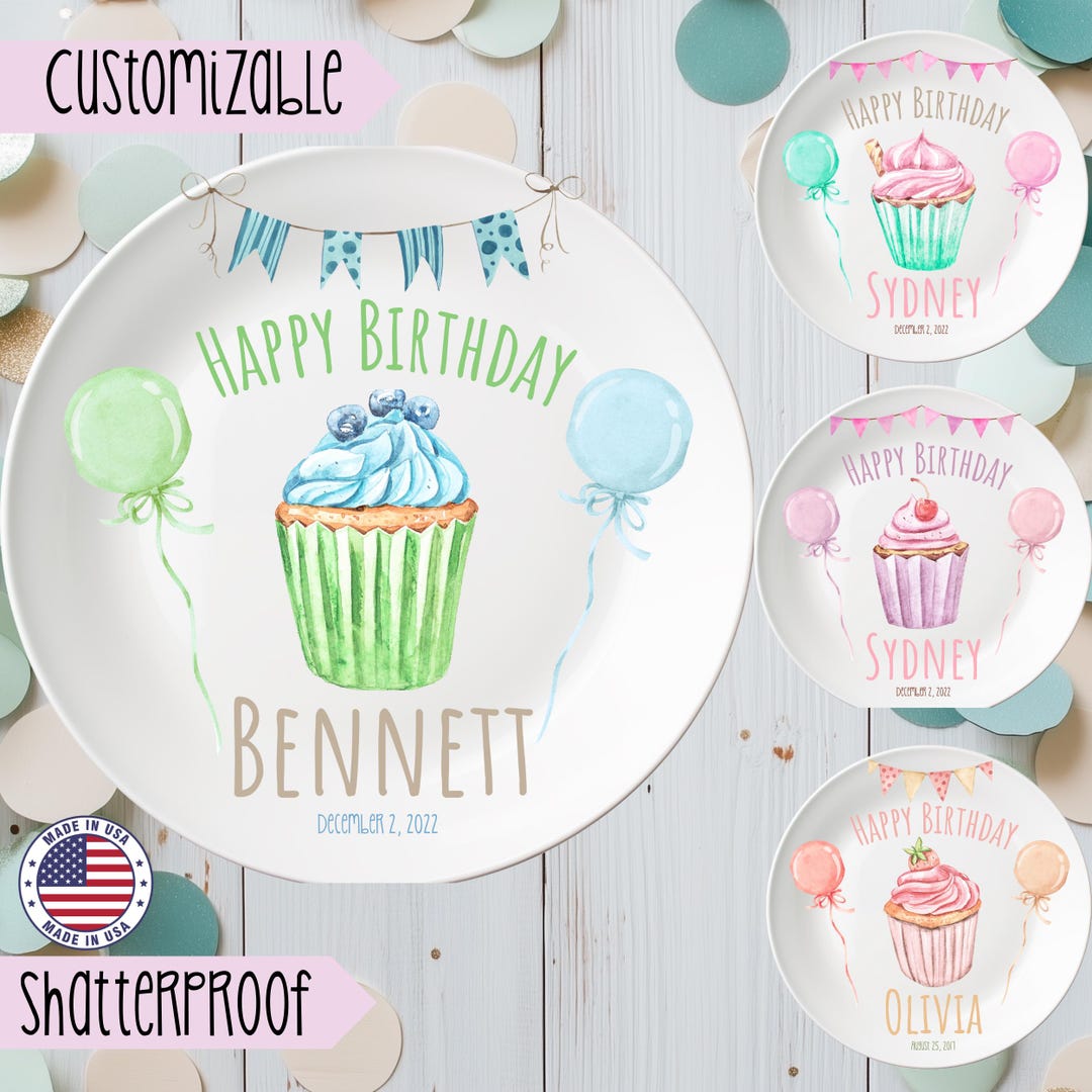 Personalized Birthday Cake Plate: Custom Keepsake Plate, Shatterproof ...