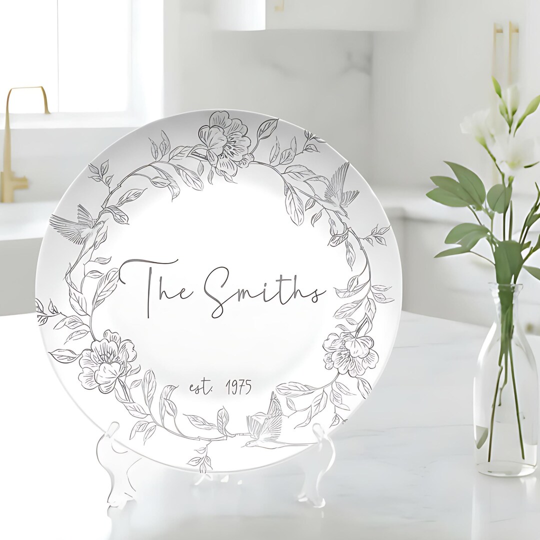 Custom Family Name Plate, Personalized Wedding Gift, Green Toile De ...