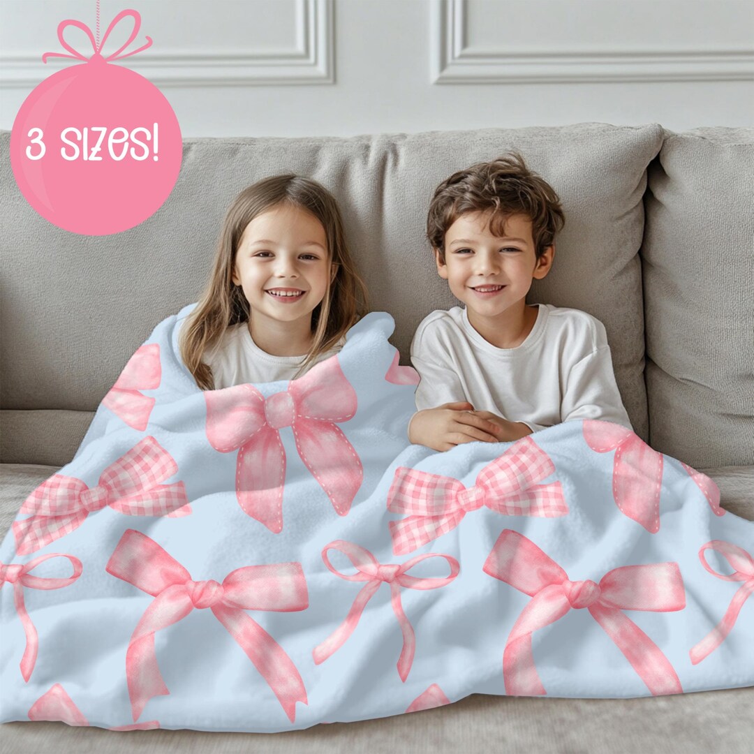 Pink Coquette Bow Throw Blanket, Custom Name Blanket, Gift for Baby ...