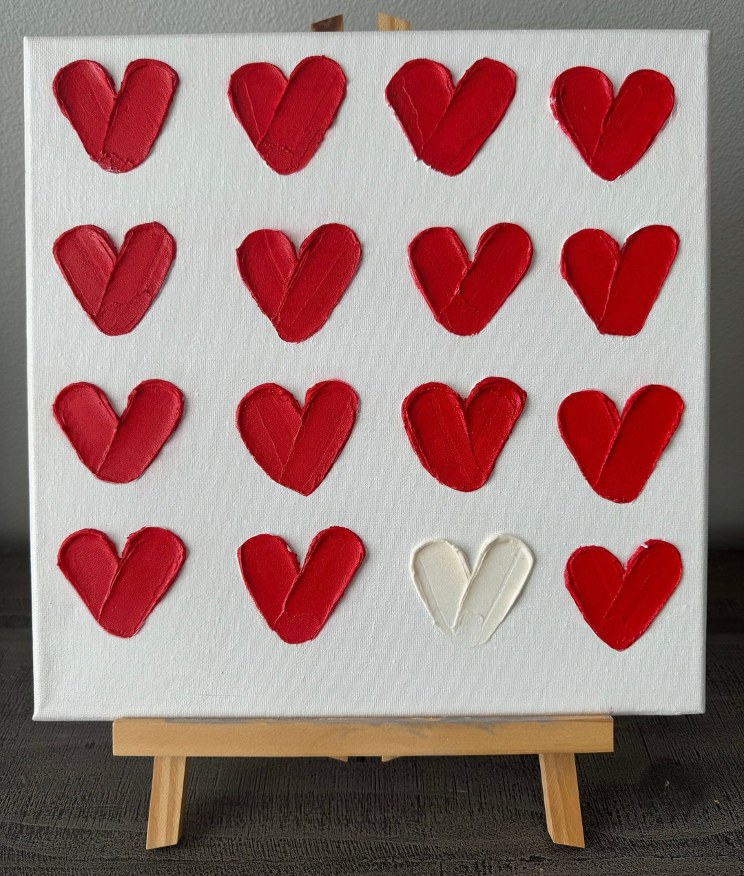 Red Hearts Gifts for Her Acrylic on Canvas 12x12 Handmade Acrylic Art ...