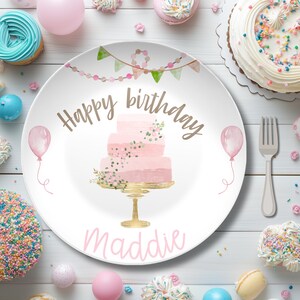 Custom Name Plate, Birthday Plate for Girl, Happy Birthday Cake Plate ...