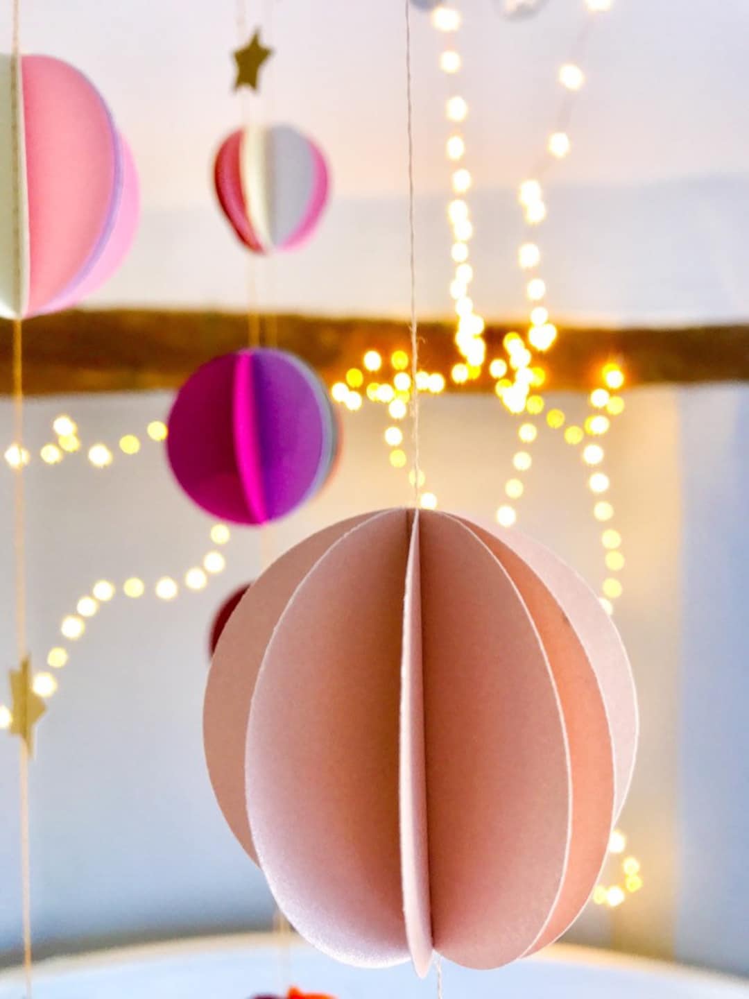Colorful Pom Pom Garland: Paper Party Decor With Gold Stars - Etsy